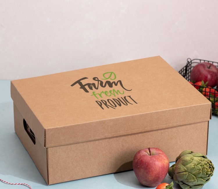 Cardboard box with lid for vegetables.